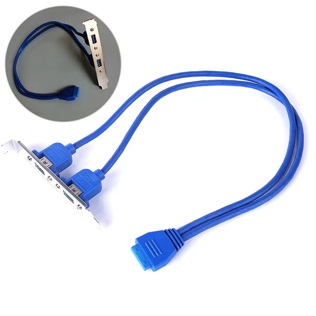 20 PIN TO Dual USB3.0 Baffle Extension Cable High Speed Back Panel Brac ...