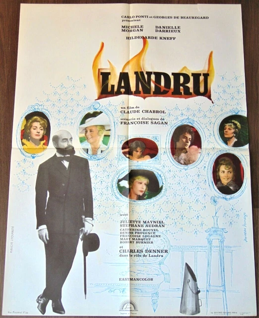 LANDRU *AFFICHE ORIGINALE 60x80cm *23" 32" *1963 Chabrol Denner Audran ...