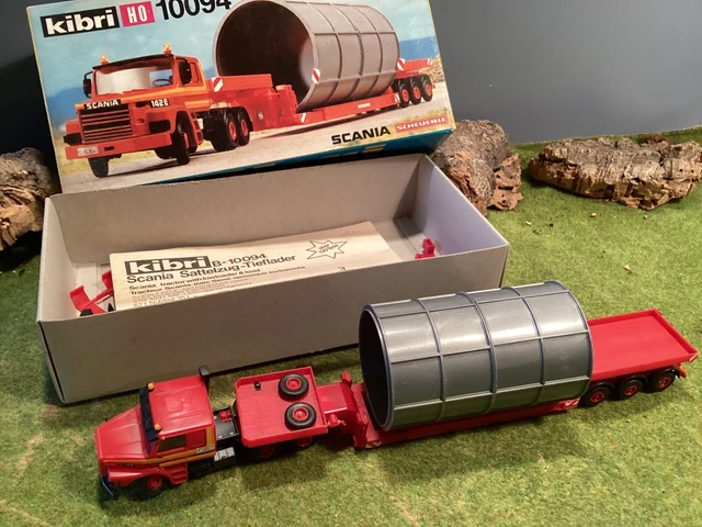 KIBRI TIEFLADER SATTELZUG mit Röhre Scania Zugmaschine 10094 OVP 1:87 ...