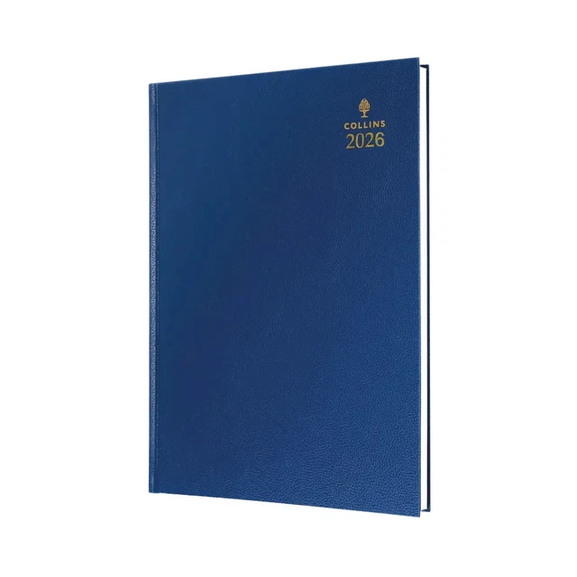 2026 COLLINS DESK Diary A4 Day Per Page Hardback Blue Cover £16.25 ...