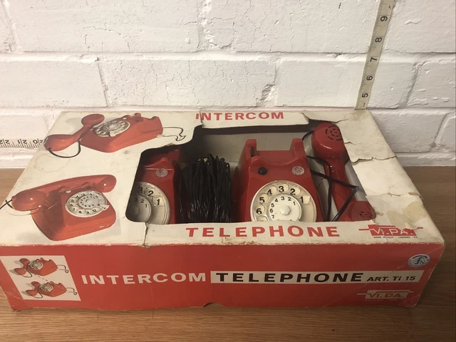 VINTAGE RED TELEPHONE Intercom Set Italian made VI.PA Boxed EUR 52,44 ...