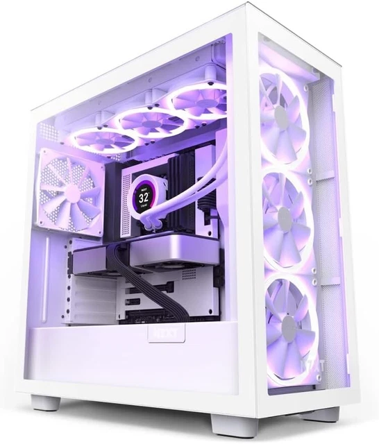 BOITIER PC GAMER RGB Blanc, Compatible ATX/mATX/ITX, Moyen Tour PC ...