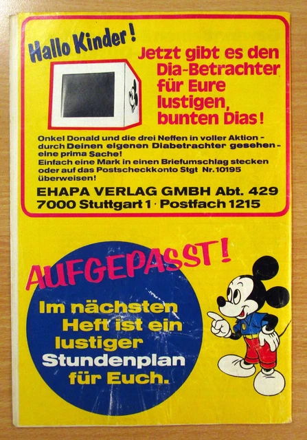 MICKY MAUS 1972 Heft 34 vom 9 August 1972 Ehapa Verlag Zustand 3 EUR 1 ...