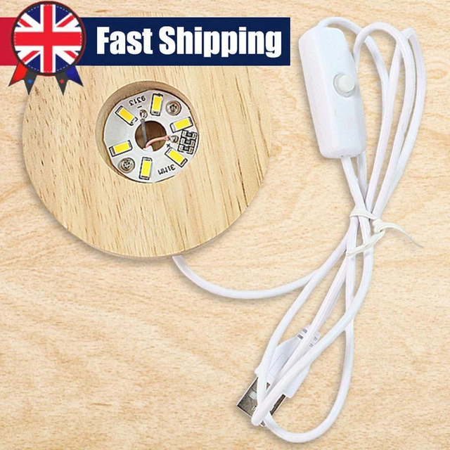 4 INCH LED Display Stand Wooden Light Up Base Round for Resin Art (Warm ...
