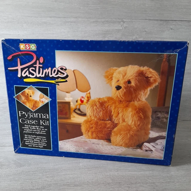 VINTAGE PASTIMES TEDDY Bear Make A Pyjamas Case Kit Storage Soft Toy ...