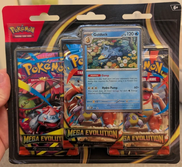 POKÉMON TCG: MEGA Evolutions Golduck Triple Booster Pack Blister New ...