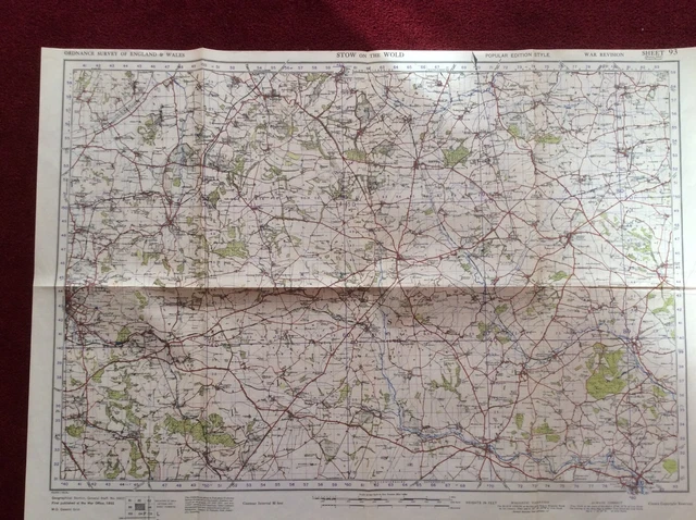 WW2 BRITISH ARMY Original Wartime Map 1943, Stow on the Wold, Suffolk ...