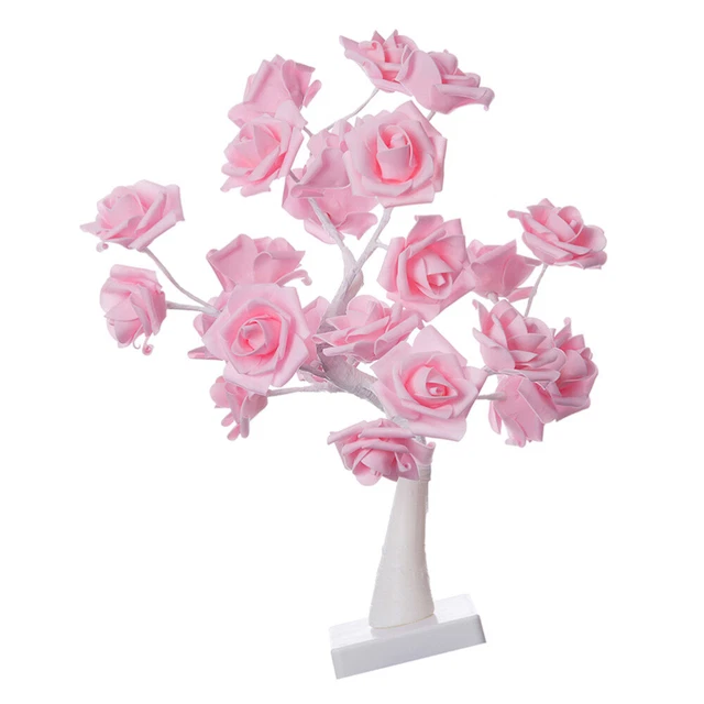 ARTIFICIAL ROSES TREE with Light Table Bedside Night Lights Romantic ...