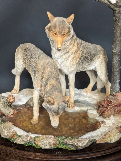 COUNTRY ARTISTS THE Waterhole Wolves Figurine Signed K.Sherwin Stunning ...