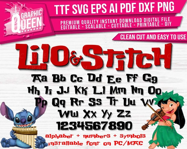 LILO AND STITCH font number symbols TTF SVG Installable Mac PC Windows ...