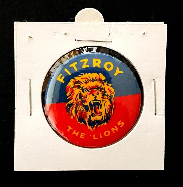 VFL VINTAGE TIN Badge 1963 Rare Yellow Lion Fitzroy Football Club ...