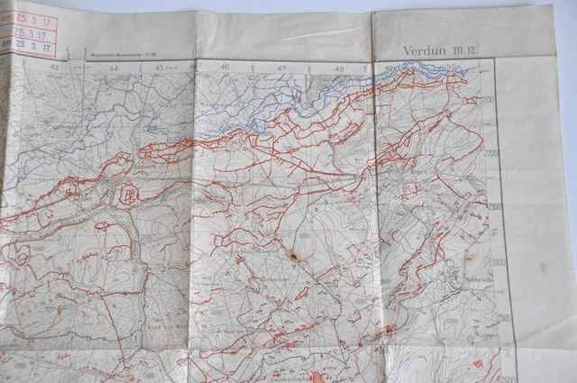 MAP POSITION MAP WWI Reporting Map German Trench Map Verdun Bl 12. 1917 ...