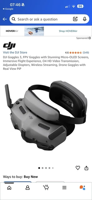 DJI GOGGLES 3, FPV Goggles with Stunning Micro-OLED Screens, Immersive ...
