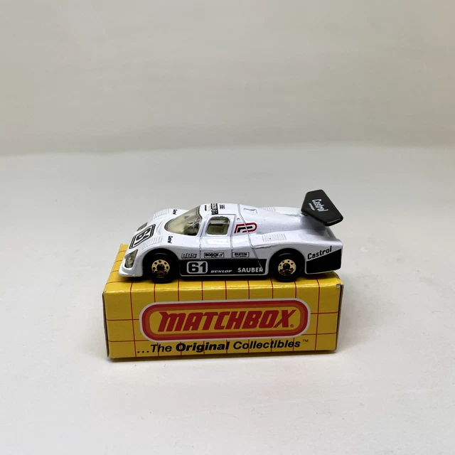 MATCHBOX-#MB66-SAUBER GROUP C Racer-Castrol/Bosch-White W/Gold Wheels ...