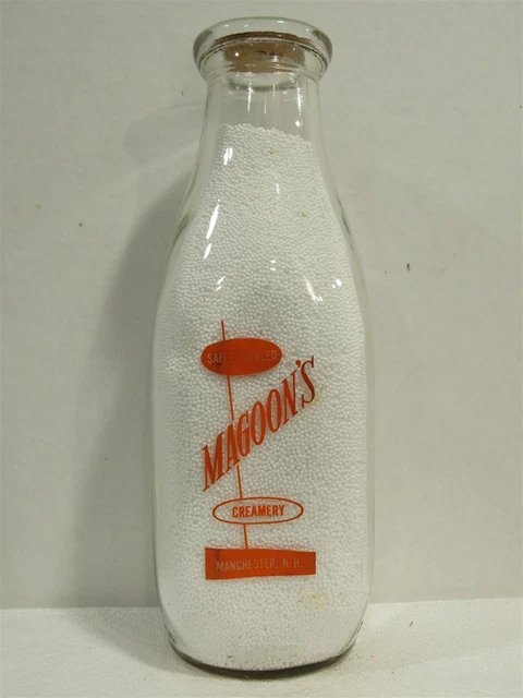 TSPQ MILK BOTTLE Magoon Magoon's Creamery Dairy Manchester NH ...