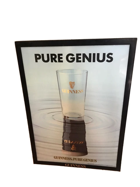 GUINNESS PUB SIGN Guinness Pure Genius 1980s 1990s Plastic ADVERTISING ...