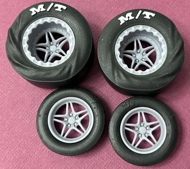 1/24 SCALE: 17/15-INCH “Weld S81” Wheels W/Wrinkled Drag Slicks; Resin ...