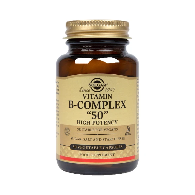 🆕SOLGAR VITAMIN B-COMPLEX "50" High Potency One-A-Day 50 Vegi Capsules ...
