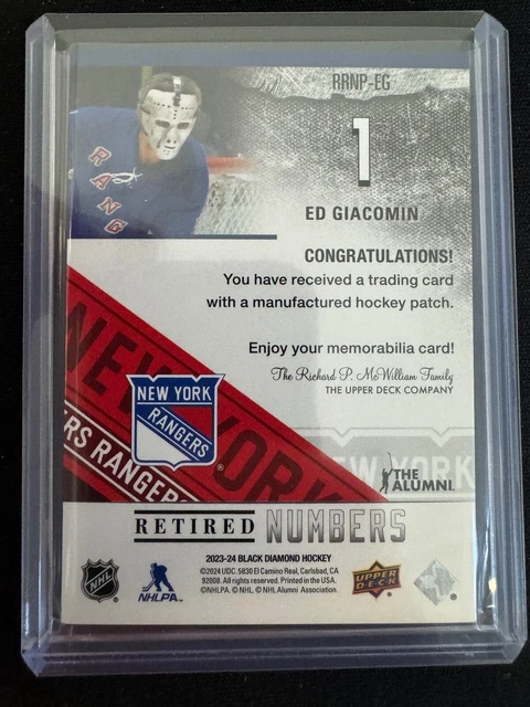 2023-24 UD BLACK diamond retired numbers ed giacomin /99 $50.00 ...