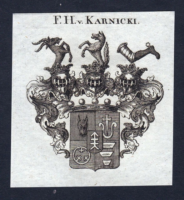 ENV. 1820 KARNICKI Armoiries Adel Coat Of Arms Gravure sur Cuivre ...
