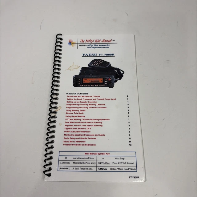 YAESU FT-7900R TRANSCEIVER Mini-Manual by Nifty Accessories ...