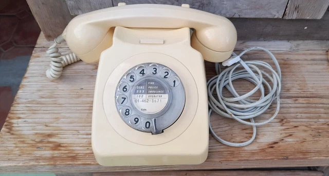1960S GPO ROTARY DIAL TELEPHONE - IVORY - 8746G DFM 84/2 - WORKING £19. ...