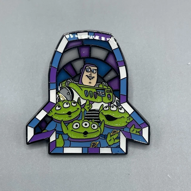 DISNEY PIXAR TOY STORY Stained Glass Pin Buzz Aliens Glitter CHASE ...