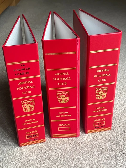 3 EARLY 2000'S Arsenal FC Official Programme Binders, Flat 6cm Spine ...