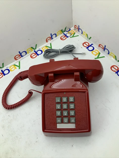 VINTAGE RED PUSH Button Desk Cortelco Telephone 2500 D/M Elegance New ...