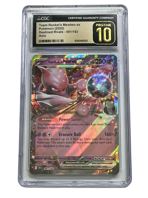 TEAM ROCKETS MEWTWO ex Pokemon Destined Rivals 2025 Holo 081/182 CGC 10 ...