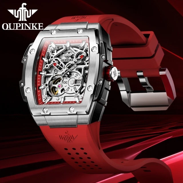 MEN'S HIGH-END BRAND See-through Tonneau Mechanical Watch Big Watch £ ...