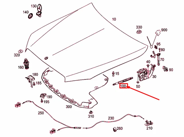 MB C W205 Engine Hood Left Gas Pressure Strut A2059801364 NEW GENUINE £ ...