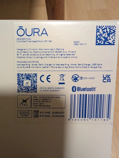 OURA RING GENERATION 3 Activity Tracker - Black - Size 11 $70.19 ...