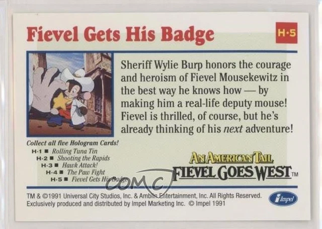 1991 IMPEL AN American Tail: Fievel Goes West Holograms Gets His Badge ...