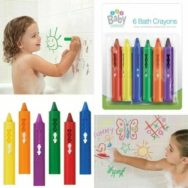 PACK 6 WASHABLE Kids Baby Fun Paints Drawing Crayon Pens Toy Bath ...