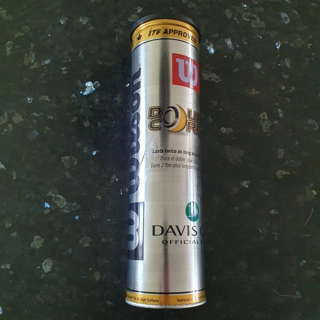 WILSON DOUBLE CORE Tennis Balls (4 Balls in a tin)-Davis Cup Official ...