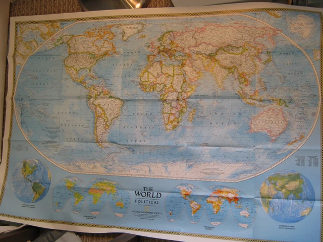 THE WORLD POLITICAL & PHYSICAL MAP National Geographic February 1994 $1 ...