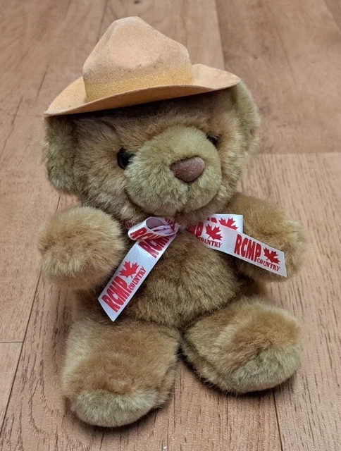 WILD WONDERS RCMP Country Teddy Bear with Hat Plush Soft Toy 6" bow ...