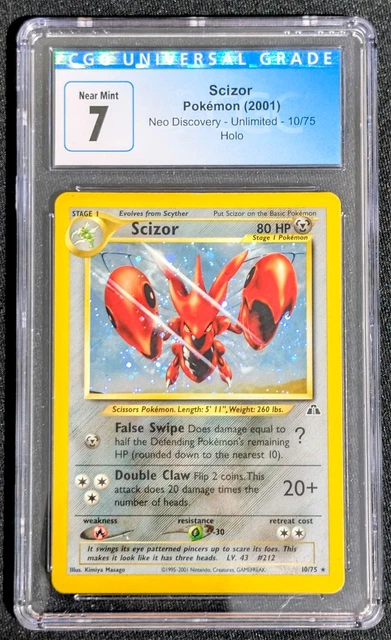 CGC 7 SCIZOR Holo Neo Discovery 10/75 Pokemon TCG Card Graded WOTC 2001 ...
