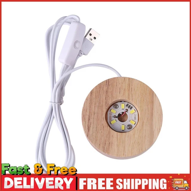 CRYSTAL PYRAMID LAMP Base Decor Wooden LED Display Holder (White) £5.51 ...