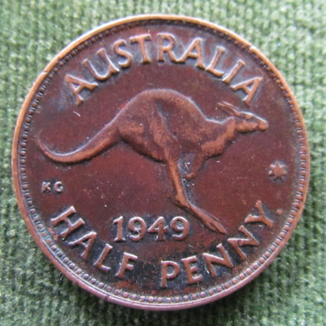 AUSTRALIAN 1949Y. 1/2D Half Penny Coin King George V KGV - Grades as ...