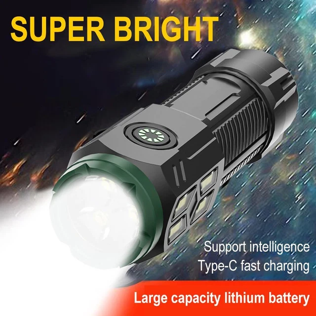 THREE-EYED MINI FLASHLIGHT, Type-c Rechargeable LED Flashlights P4O4 ...