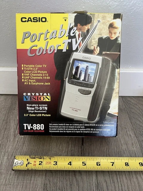 VINTAGE 1997 CASIO Portable Color TV model TV-880 Screen Size 2.3 ...