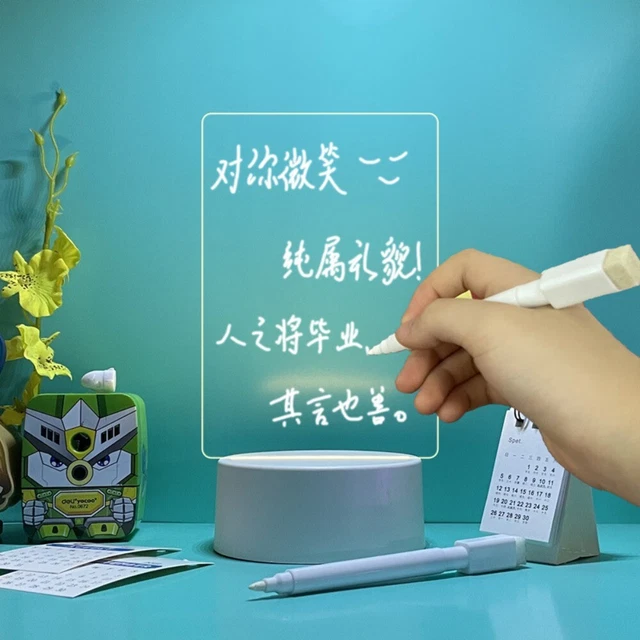 USB POWER REWRITABLE Led Message Board Night Light with Pen Acrylic ...