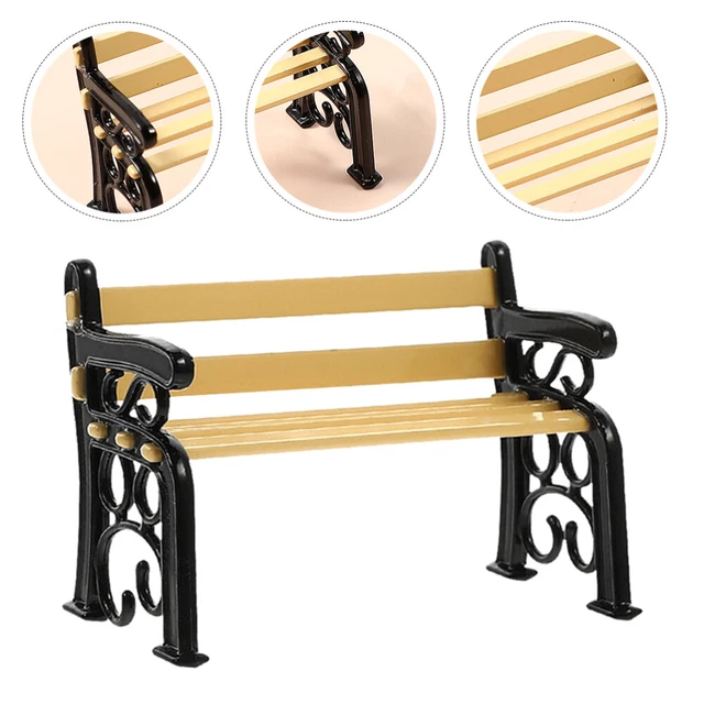 WOODEN MINI HOUSE Bench Miniature Park Benches Home Décor Accessories £ ...