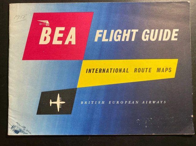 ENGLAND BEA AIRWAYS 1958 Brochure Flight Guide International Routes ...