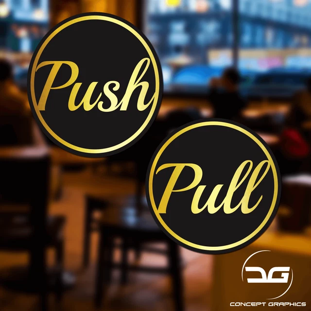 PUSH & PULL Door Vinyl Decal Adhesive Sticker Shop Hotel Business ...