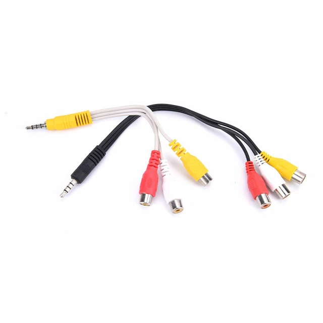 3.5MM AV MALE to 3RCA Female M/F Audio Video Stereo Jack Adapter Cord ...