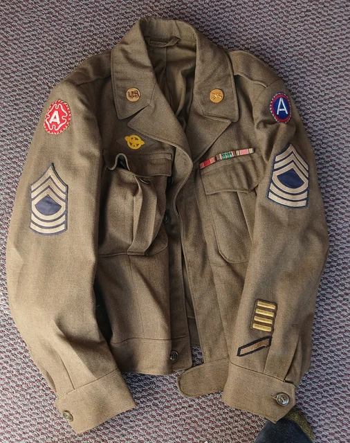 WORLD WAR 2 Army Jacket Master Sarg With 5 Battle Stars 3Rd & 9Th Army ...