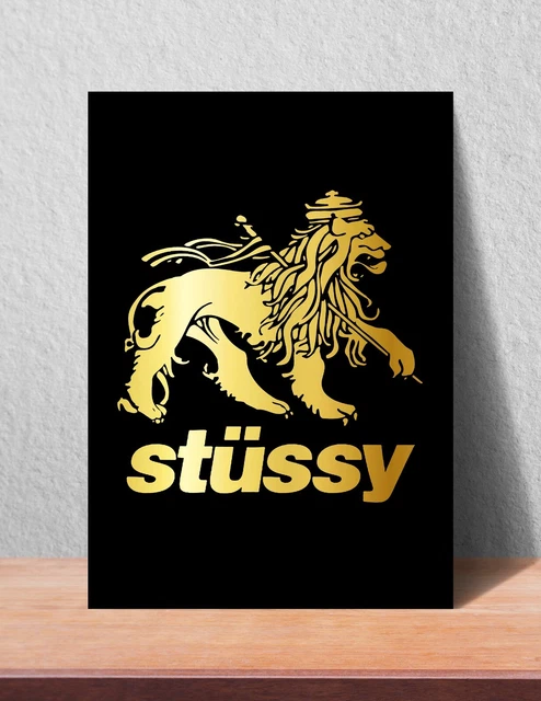 LARGE RARE STUSSY Shop Display Sign **Printed On Thick Gold Mirrored ...